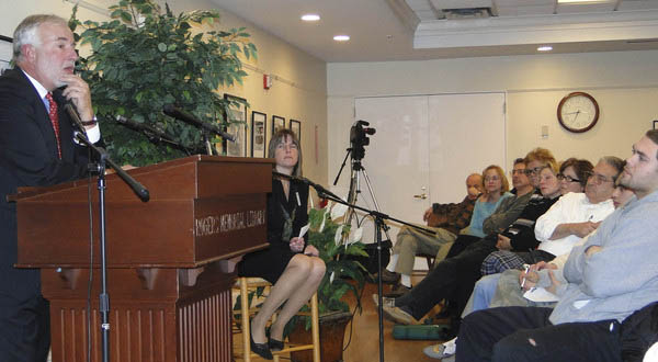 U.S. Representative Tim Bishop speaks at Rogers Memorial Library - 27 East